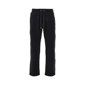 Dolce & Gabbana French Terry Pants With Logo Plate - Black