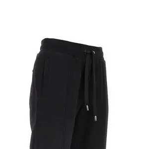 Dolce & Gabbana French Terry Pants With Logo Plate - Black