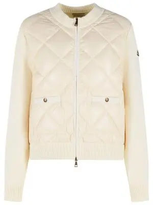 Moncler Cotton Tricot Quilted Cardigan - Cream