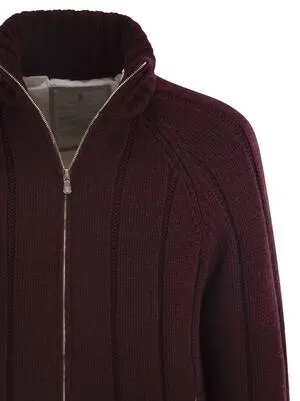 Brunello Cucinelli Cashmere Knit Down Jacket With Zip - Multicolor