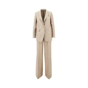 Tagliatore Adrianne' Linen-blend Tailored Suit - Cream