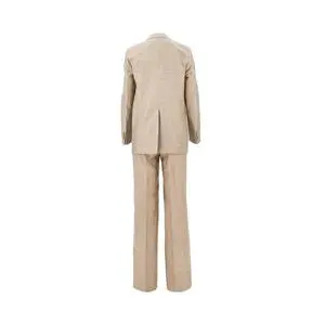 Tagliatore Adrianne' Linen-blend Tailored Suit - Cream