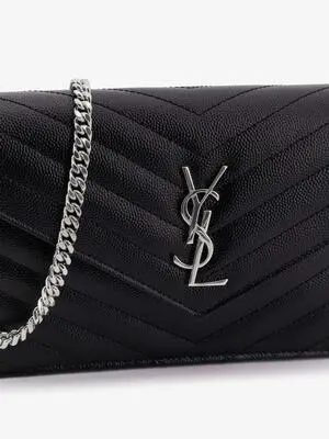 Saint Laurent Envelope Leather Wallet Crossbody Bag