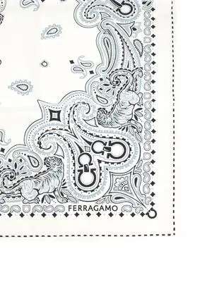 FERRAGAMO Arabesque Print Scarf - Blue