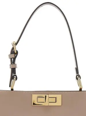 Fendi Pekaboo Soft Large' Grey Handbag With Twist Lock In Leather - Multicolor