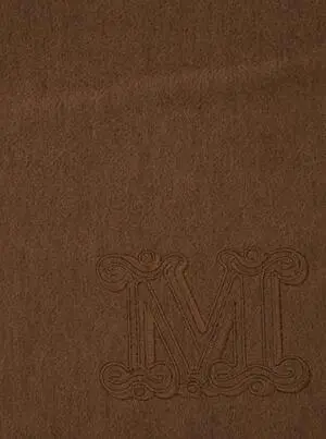 Max Mara Dalia' Brown Rectangular Scarf With Logo Embroidery On The Front And Fringed Hem In Cashmere - Multicolor
