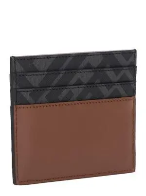 Fendi Card Holder With Ff Plaque On The Front In Leather And Ff Canvas - Brown