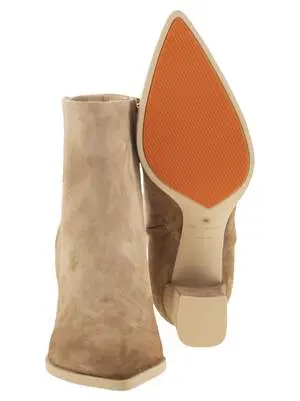 Santoni Mid-heel Suede Ankle Boots
