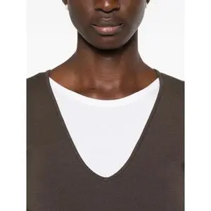 TOTEME Ribbed Knit V-neck Pullover - Brown