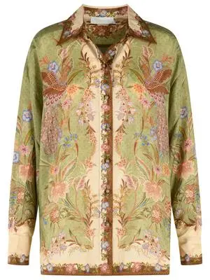 Zimmermann Indra' Khaki Silk Shirt - Green