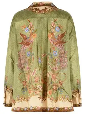 Zimmermann Indra' Khaki Silk Shirt - Green