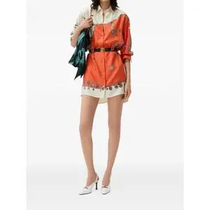 Versace Twill Mini Shirt Dress - Orange