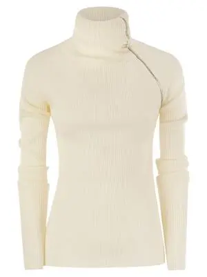 Sportmax Pinna High-neck Jumper With Zip - White