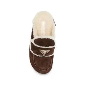 Prada Suede Shearling Mules
