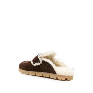 Prada Suede Shearling Mules