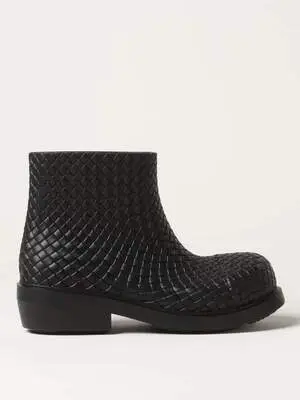 Bottega Veneta Fireman Ankle Boots In Woven Rubber - Black