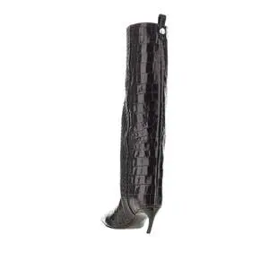 Attico Croco-embossed Leather 'lea' Boots - Brown