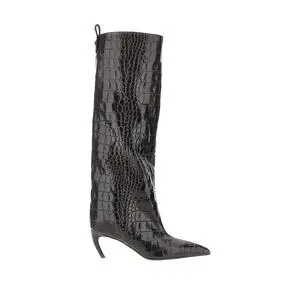 Attico Croco-embossed Leather 'lea' Boots - Brown