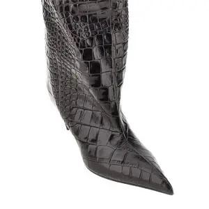 Attico Croco-embossed Leather Boots - Brown