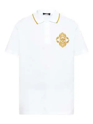 Versace Polo Shirt In Cotton Piqu - White