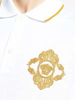 Versace Polo Shirt In Cotton Piqu