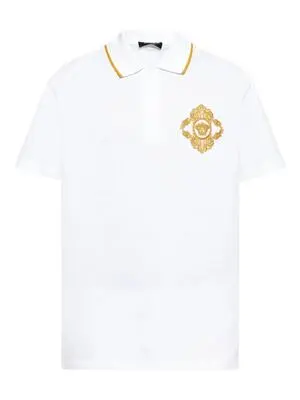 Versace Polo Shirt In Cotton Piqu - White