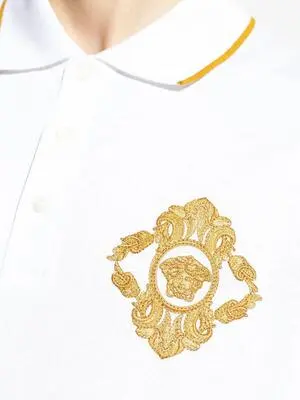 Versace Polo Shirt In Cotton Piqu - White