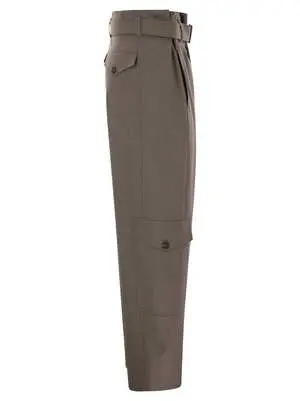 Brunello Cucinelli Tropical Wool Utility Trousers - Multicolor