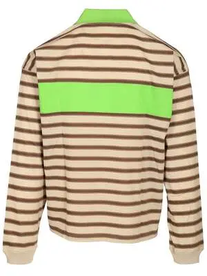 Versace Striped Cotton Polo Shirt With Inlay