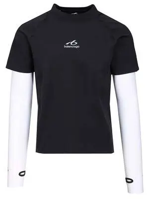 Balenciaga Long Sleeve T-shirt With Contrast Sleeves - Blue