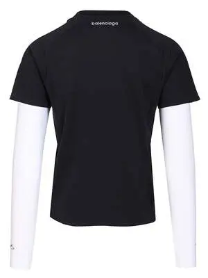 Balenciaga Long Sleeve T-shirt With Contrast Sleeves - Blue