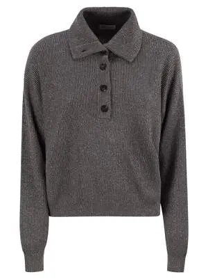 BRUNELLO CUCINELLI Brunello Cucinelli Women Cotton And Viscose Rib Knit High Collar