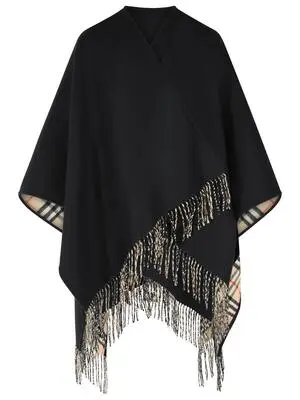 Burberry Check' Cashmere Cape - Black