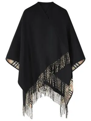 Burberry Check' Cashmere Cape - Black