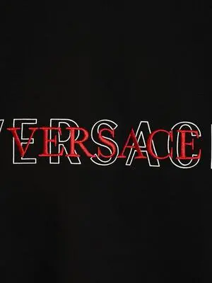 Versace T-shirt With Embroidered Logo - Black