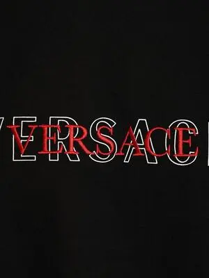 Versace T-shirt With Embroidered Logo - Black