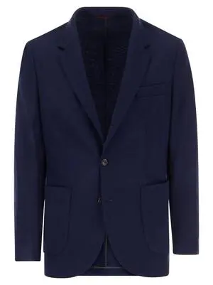 Brunello Cucinelli Cashmere Jersey Blazer With Patch Pockets - Blue