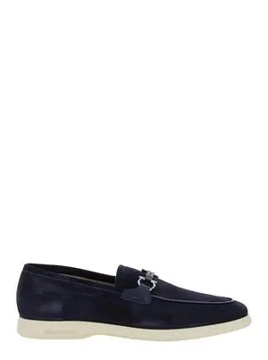 FERRAGAMO Cosimo' Blue Loafers With Metallic Hooks On The Front In Suede - Multicolor