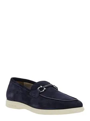 FERRAGAMO Cosimo' Blue Loafers With Metallic Hooks On The Front In Suede - Multicolor