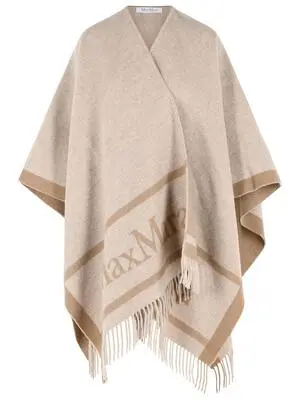 Max Mara MAX MARA Hilde Jacquard Wool Poncho Cream