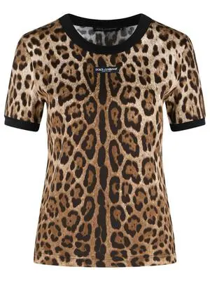 Dolce & Gabbana Leopard Print Cotton T-shirt - Brown