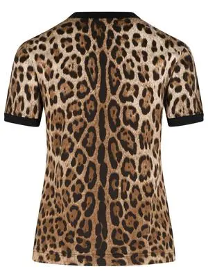 Dolce & Gabbana Leopard Print Cotton T-shirt - Brown