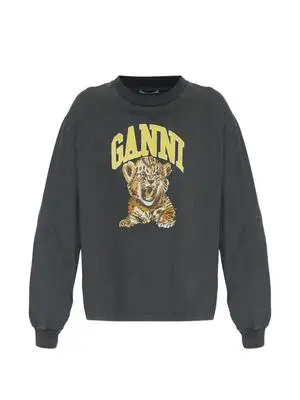 GANNI Tiger Print Long-sleeved T-shirt
