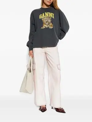 GANNI Tiger Print Long-sleeved T-shirt