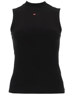 DIESEL® Mock Neck Sleeveless Top - Black