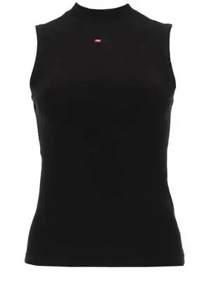 DIESEL® Mock Neck Sleeveless Top - Black