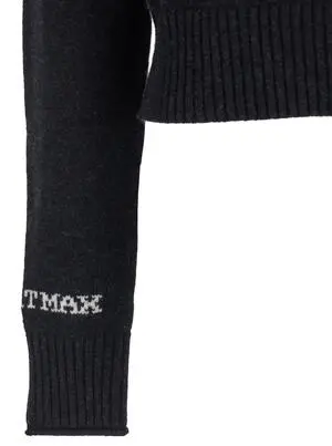 Sportmax Agadir' Black Crewneck Sweater With Logo Lettering On The Sleeve In Wool And Cashmere - Multicolor