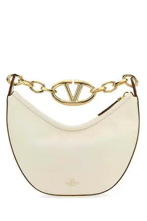 Valentino Garavani Leather Mini Vlogo Moon Hobo Handbag - White