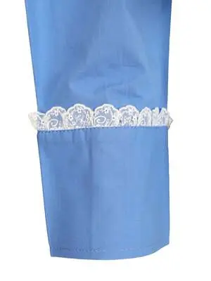 GANNI Cotton Shirt With Lace Details - Blue