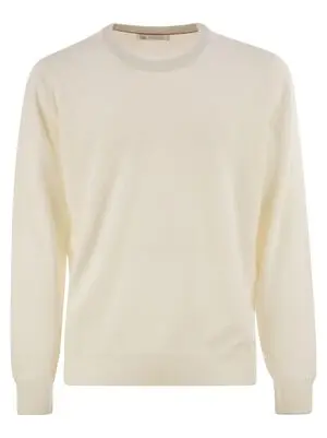 Brunello Cucinelli Pure Cashmere Crew-neck Sweater - Cream